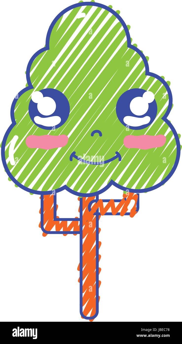 kawaii cute happy tree ecology Stock Vector Image & Art - Alamy