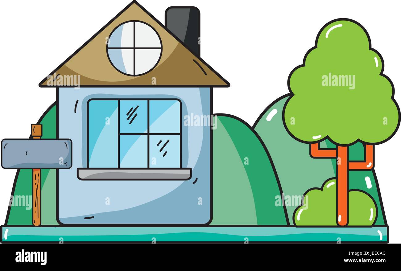 Tree Next To Building Stock Vector Images - Alamy