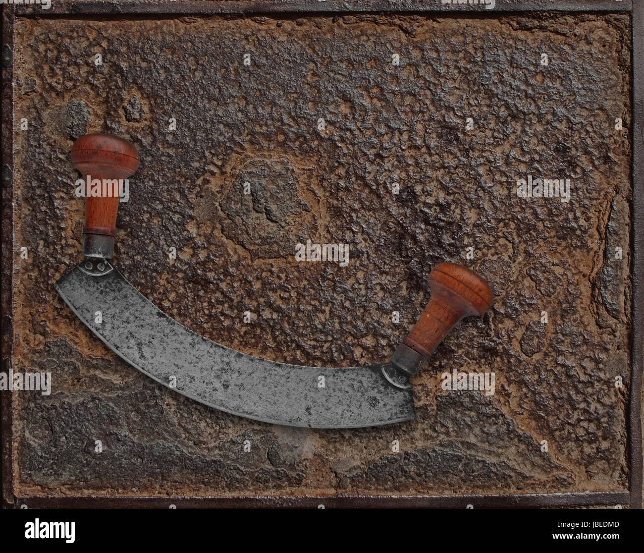 vintage french style herb chopper over rusty plate Stock Photo - Alamy