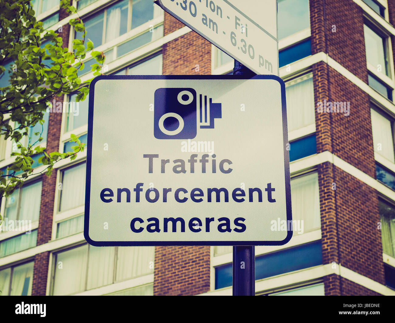 Vintage retro looking A traffic or a construction site sign Stock Photo ...