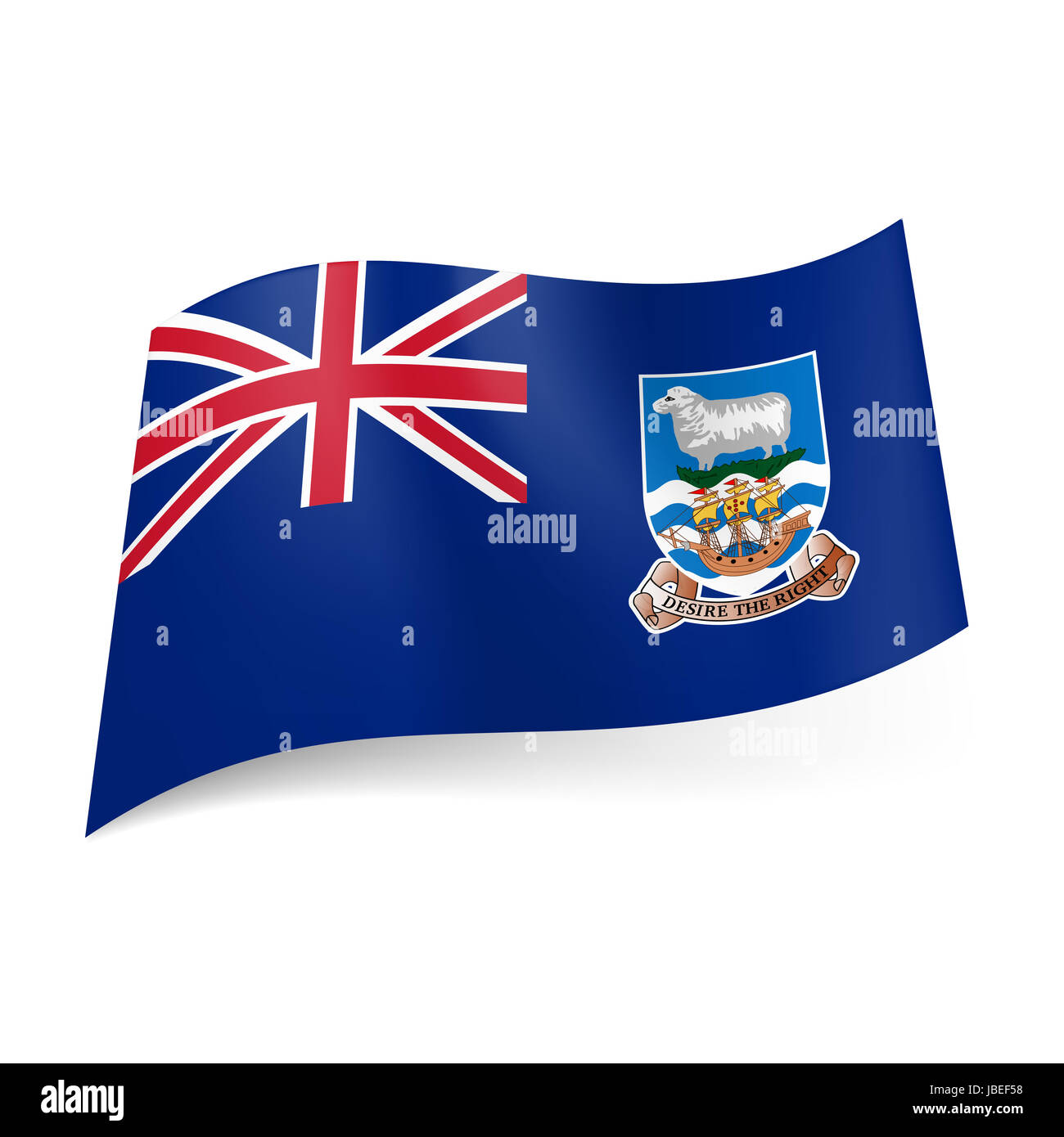 Flag of Overseas British territory - Falkland Islands. National coat-of ...