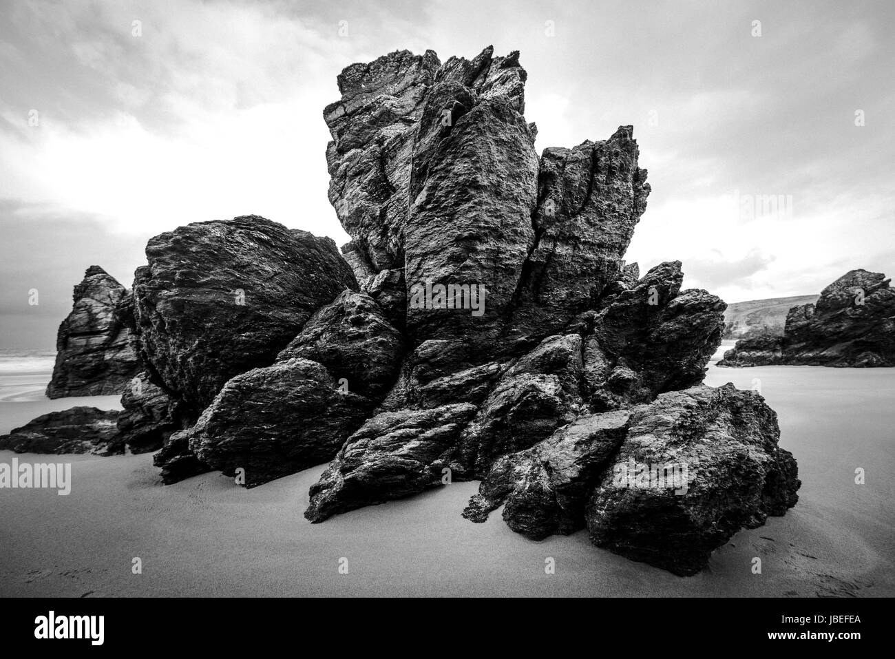 interesting rock formation on a beach in the north of scotland Stock ...