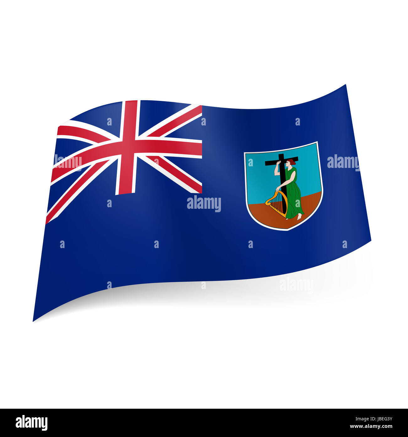 Flag of Overseas British territory - Montserrat. National coat-of-arms ...