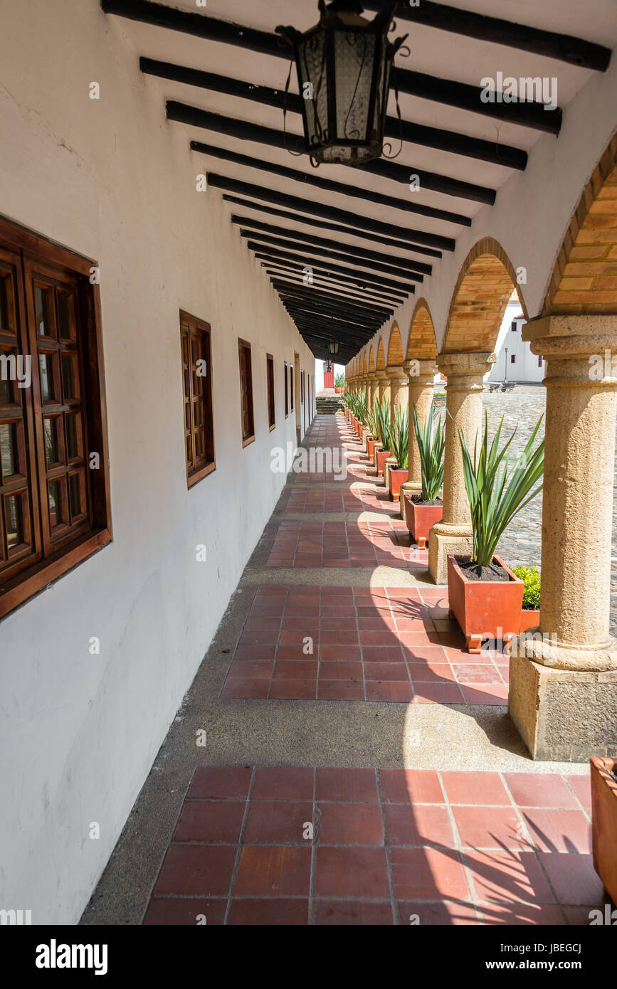 Passage lined with arches in La Candelaria Monastery near Villa de ...