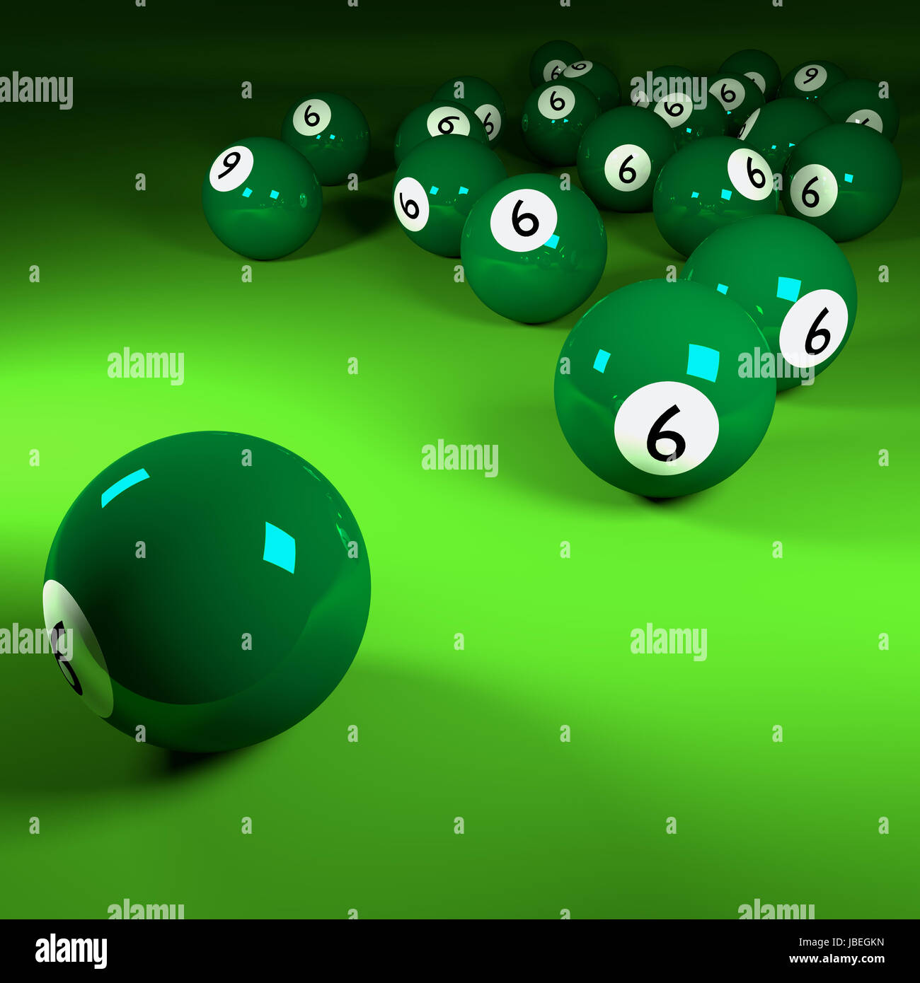 green billiard balls number six Stock Photo - Alamy