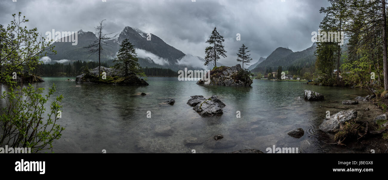 panorama of lake hintersee Stock Photo - Alamy
