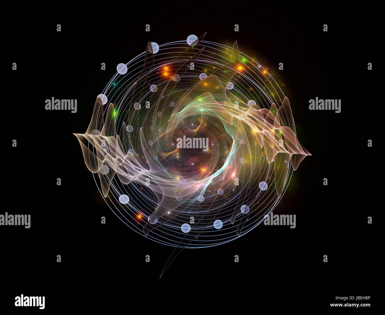 Atomic series. Abstract concept of atom and quantum waves illustrated ...