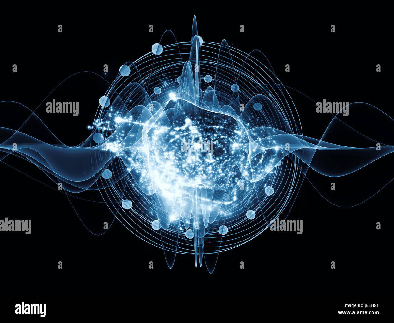Atomic series. Abstract concept of atom and quantum waves illustrated ...