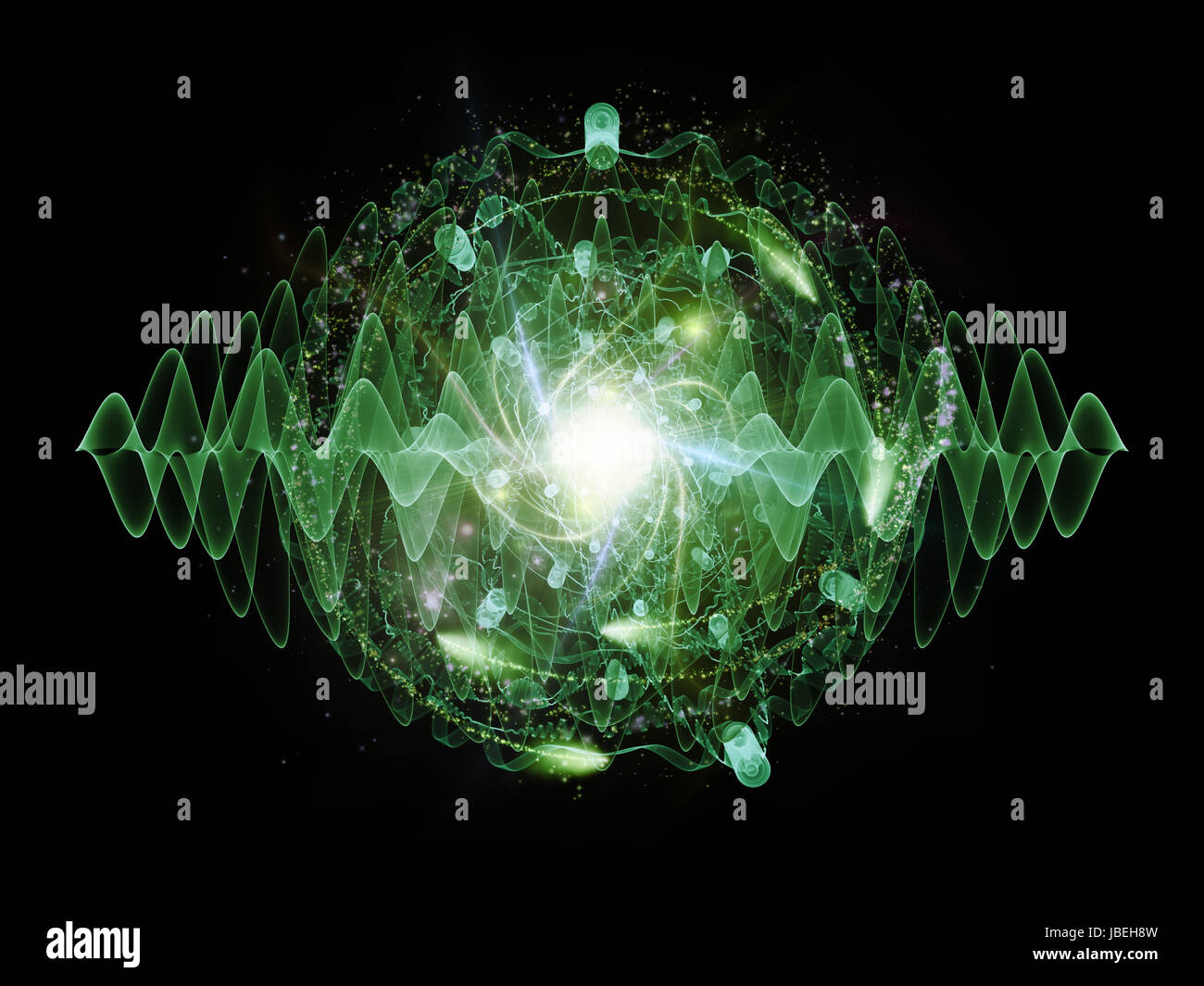 Atomic series. Abstract concept of atom and quantum waves illustrated ...