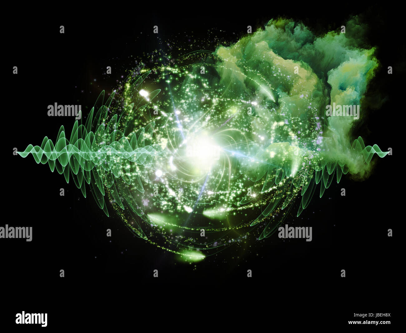 Atomic series. Abstract concept of atom and quantum waves illustrated ...