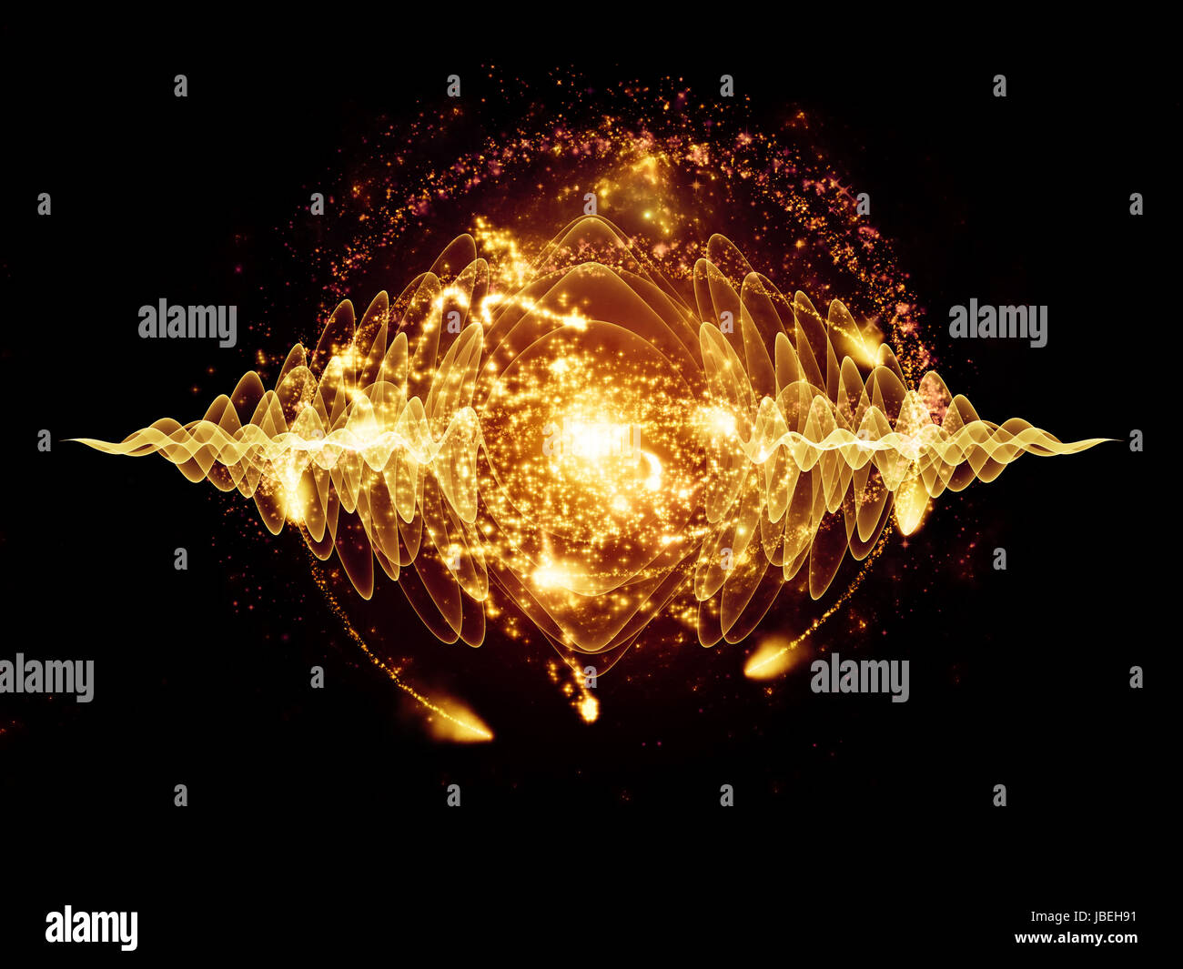 Atomic series. Abstract concept of atom and quantum waves illustrated ...