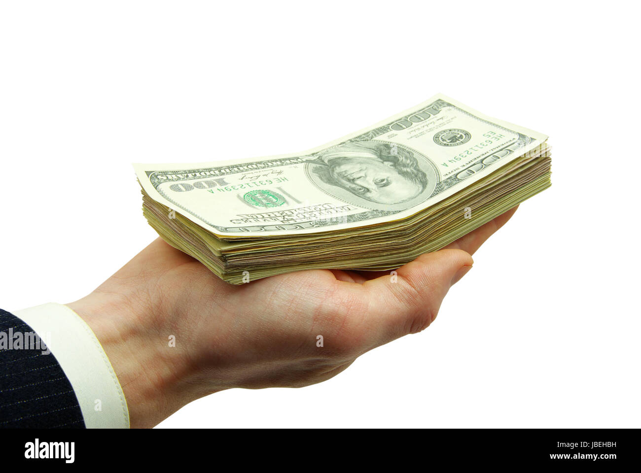 Hand with money isolated on white background Stock Photo - Alamy