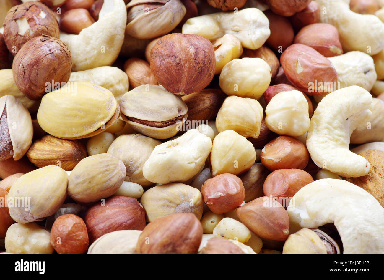 Nuts mixed for backgrounds or textures Stock Photo - Alamy