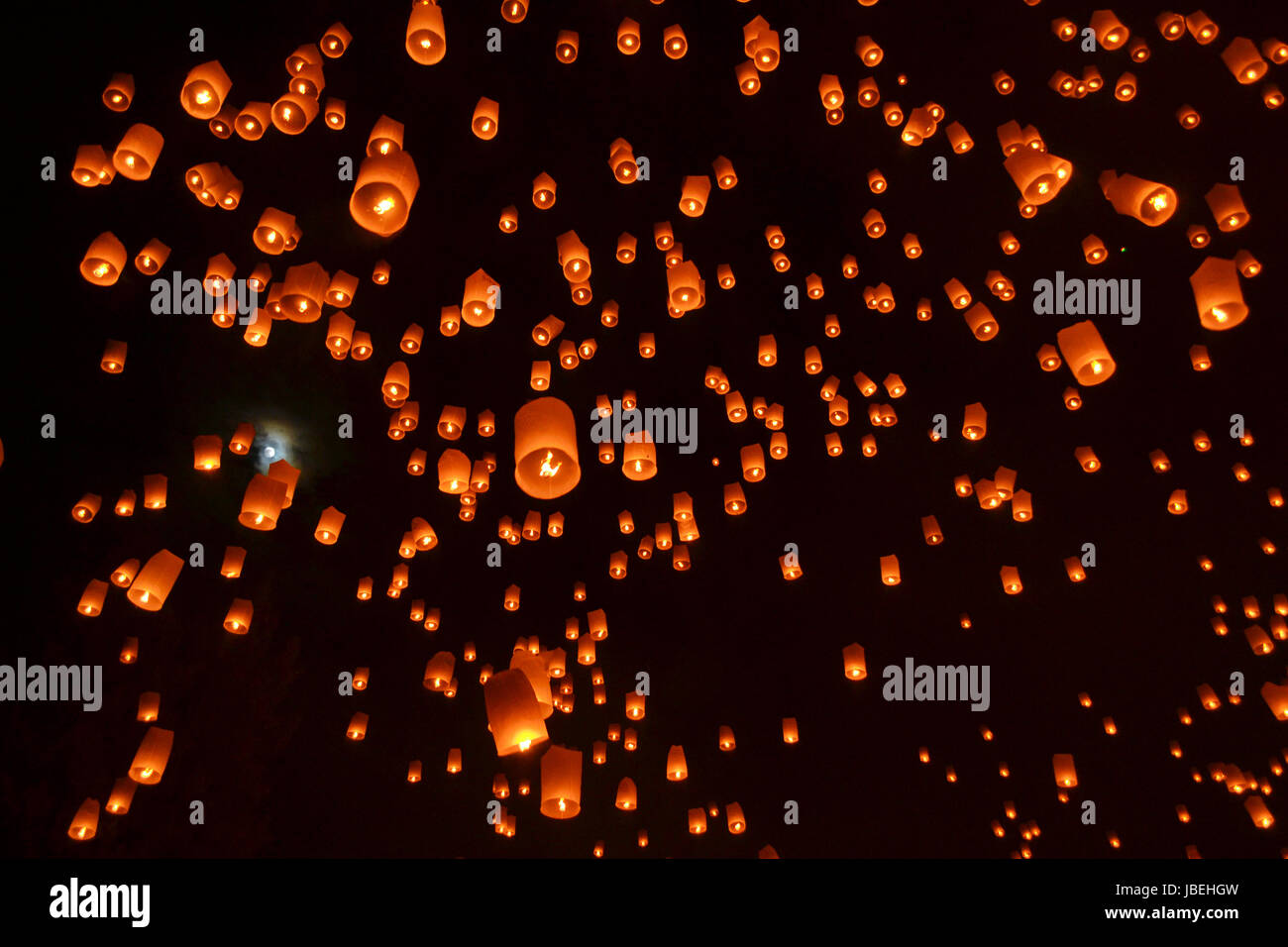 Buddhist ceremony: Sky lanterns firework festival of lights, Loy ...