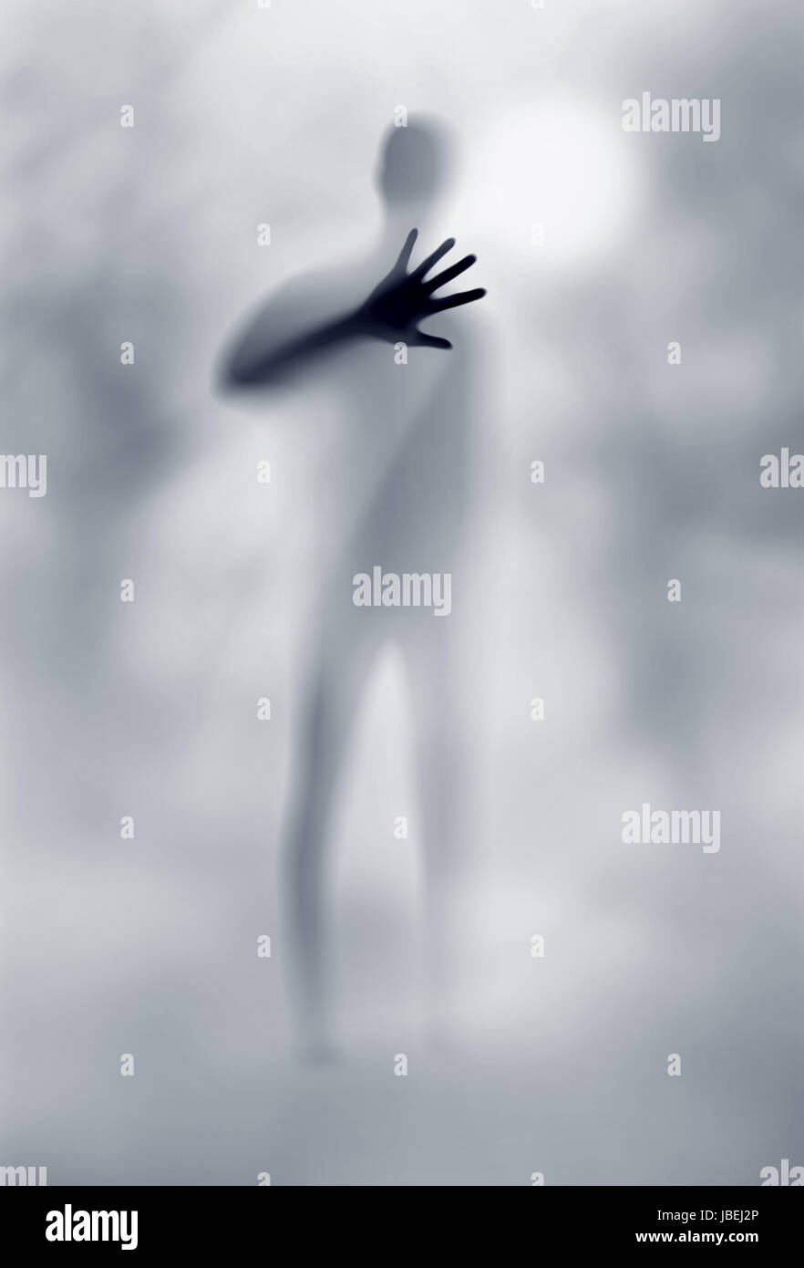 Blur male silhouette asking for help with his hand Stock Photo - Alamy