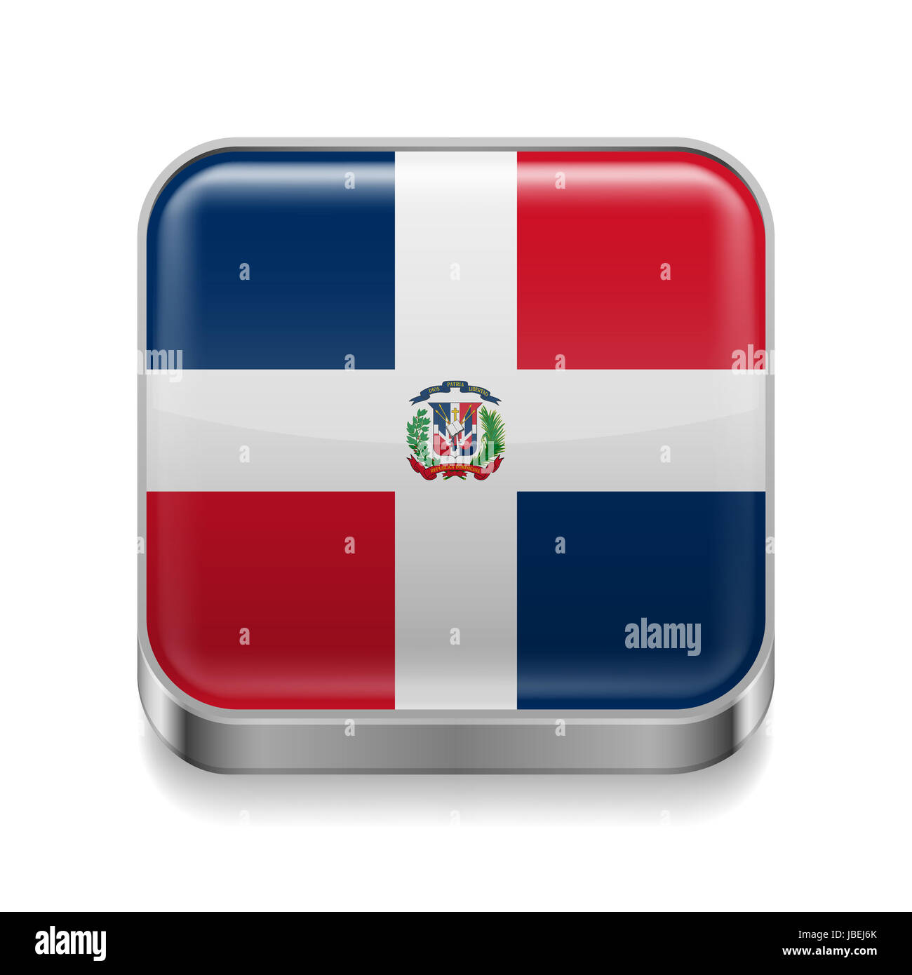 Metal square icon with flag colors of Dominican Republic Stock Photo ...