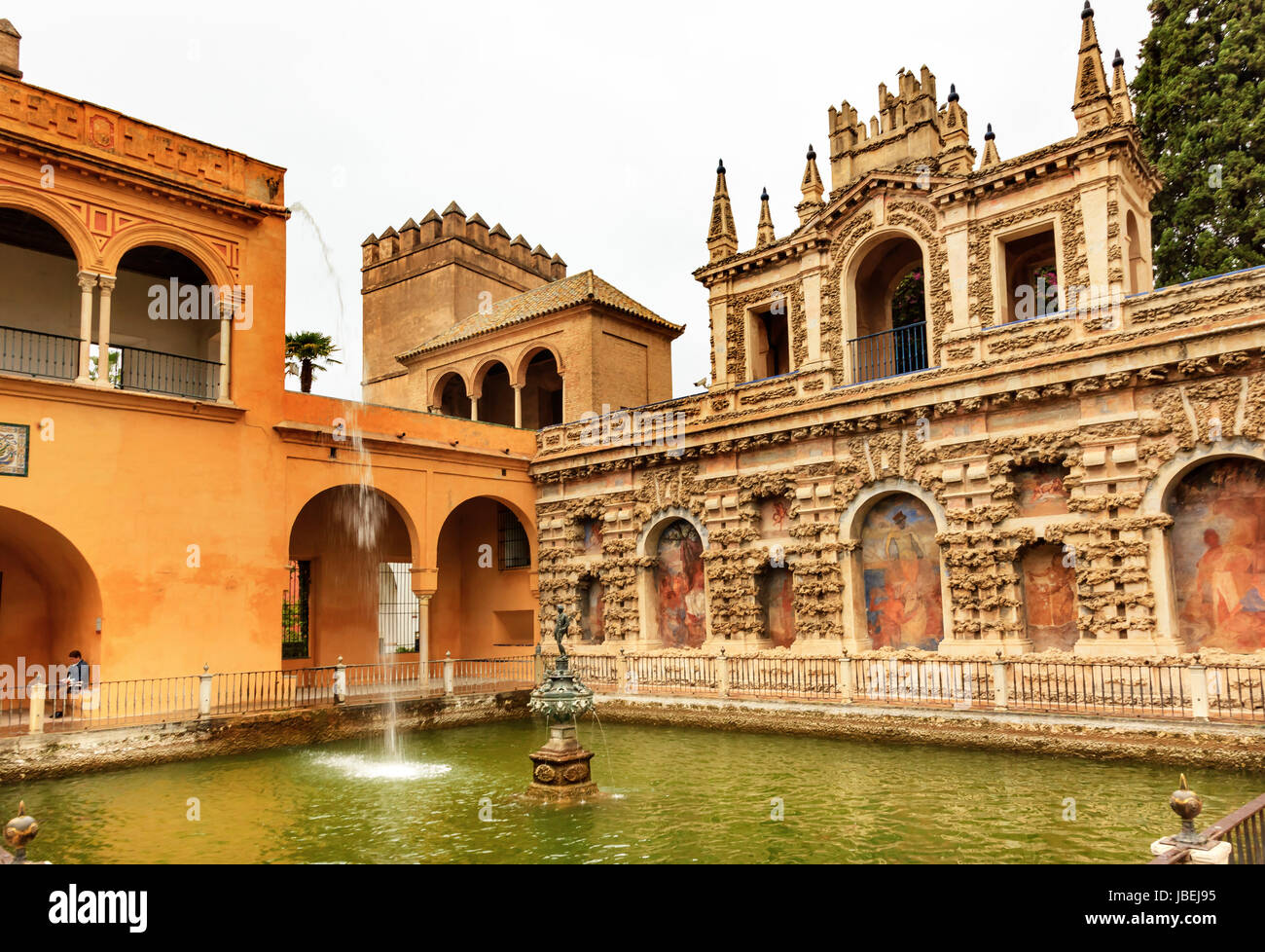 Fountain Statue Mosaics Pavilion Garden Alcazar Royal Palace Seville ...