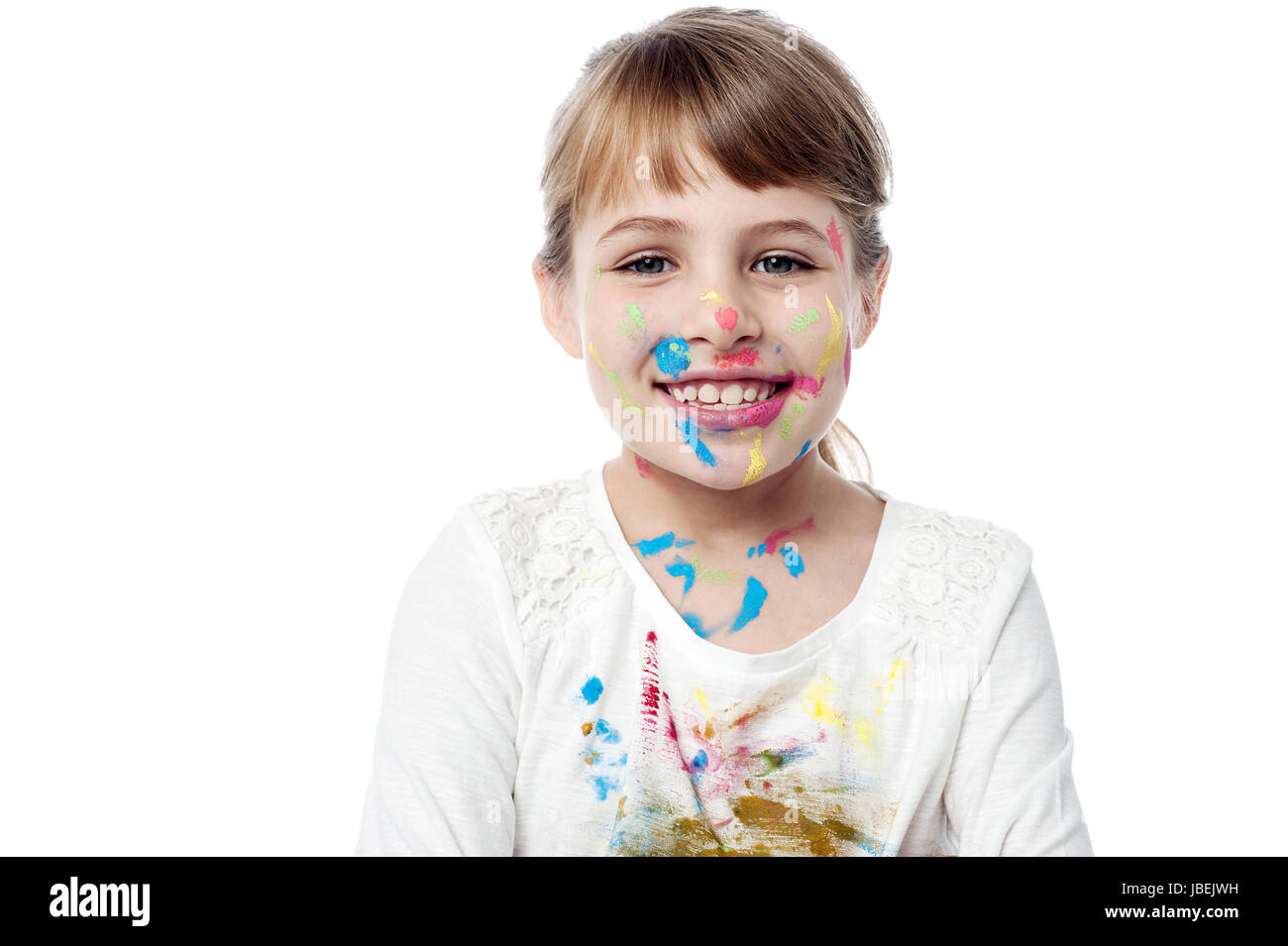 Colorful cute girl child over white background Stock Photo - Alamy