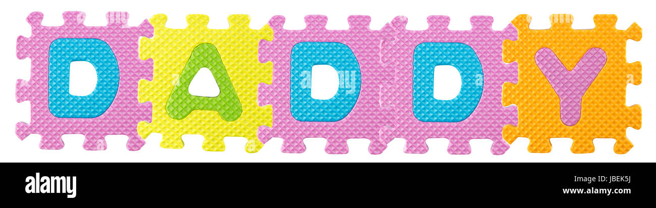 Daddy word created from Alphabet puzzle isloated on white background ...