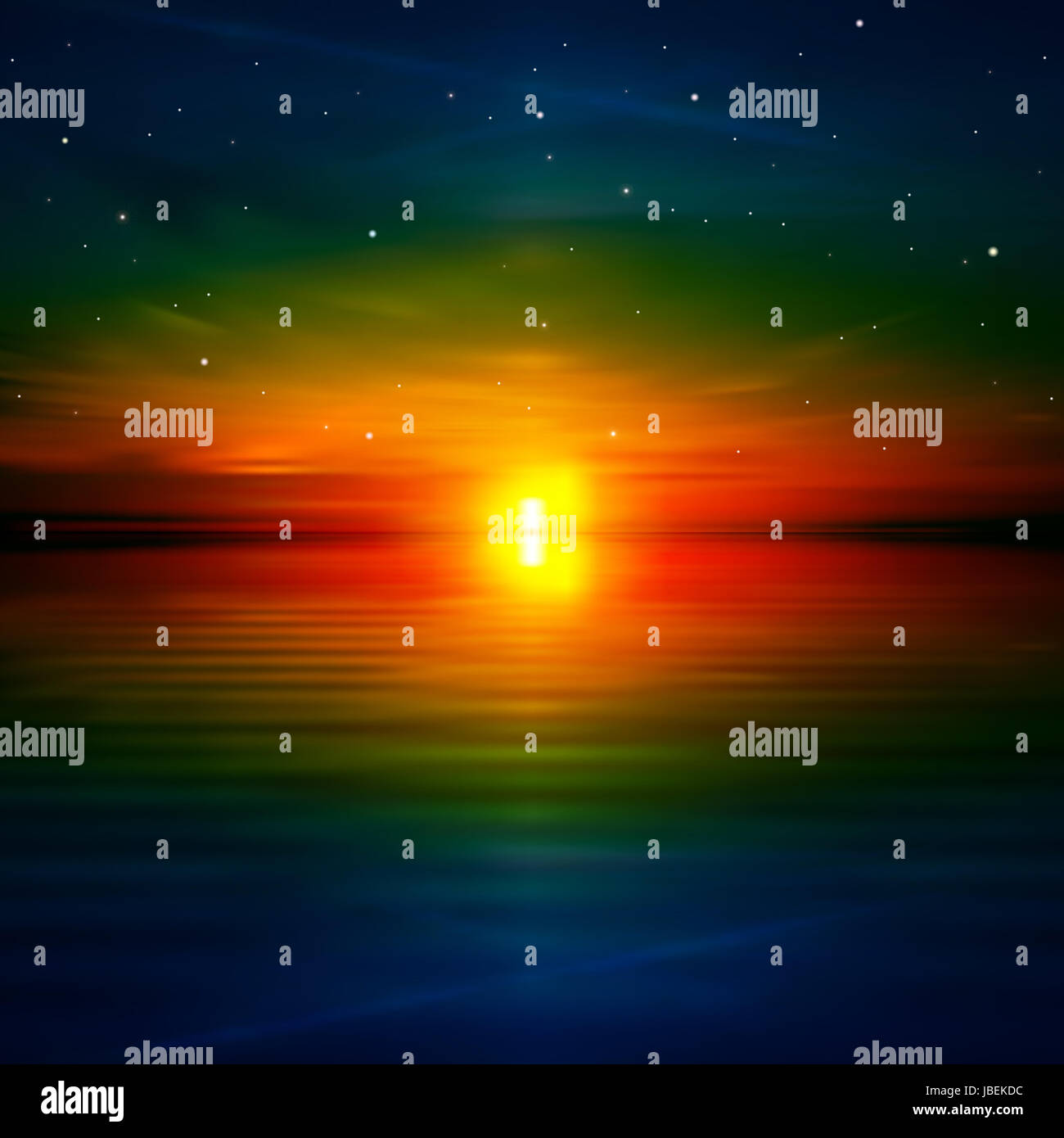 abstract nature background with red sea sunrise clouds and stars Stock ...