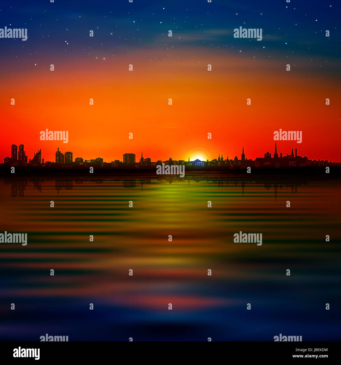 abstract red sunset background with silhouette of Tallinn Stock Photo ...