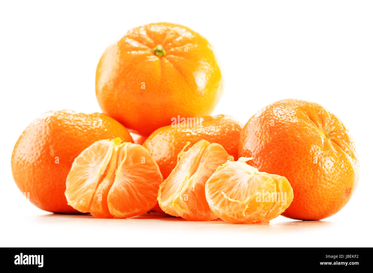 Composition with tangerines isolated on white background Stock Photo ...
