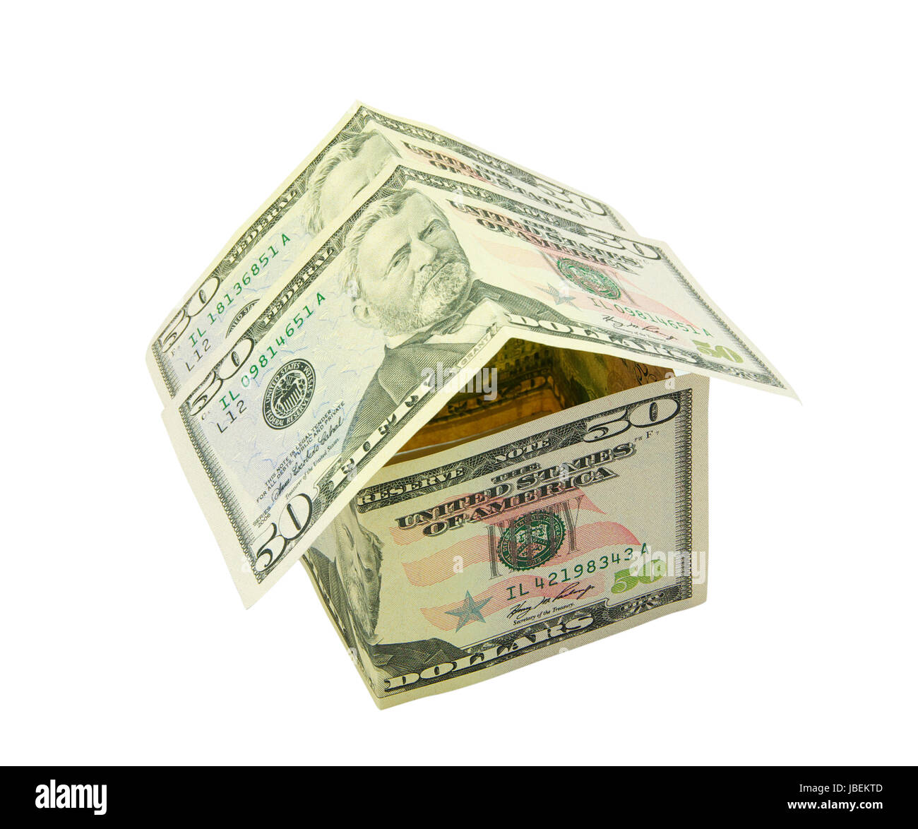 Money house isolated on white background Stock Photo - Alamy