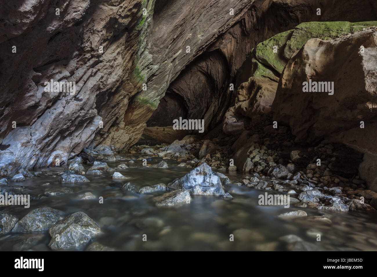 Ponicova cave entrance in the left bank of the Danube in Ciucaru Mare ...