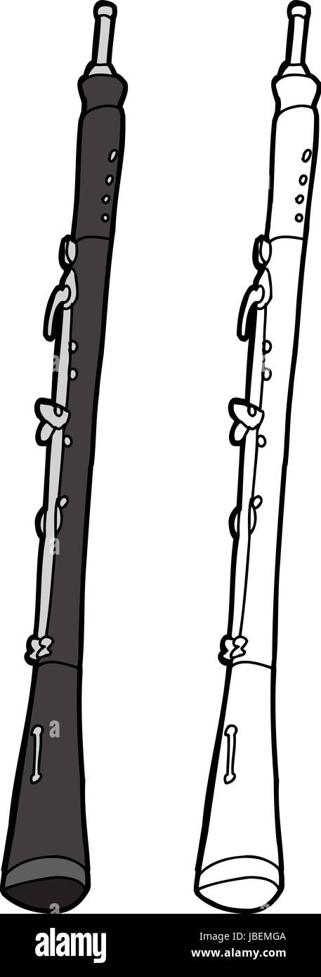 Hand drawn oboe cartoon on isolated background Stock Photo - Alamy