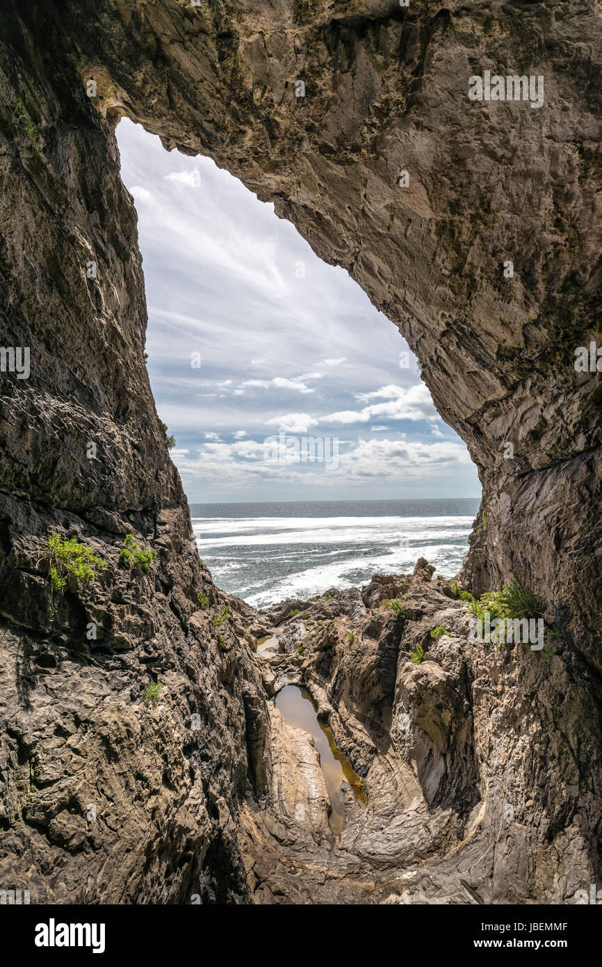 Entrance to archaeological site of Paviland Cave where the Red Lady ...