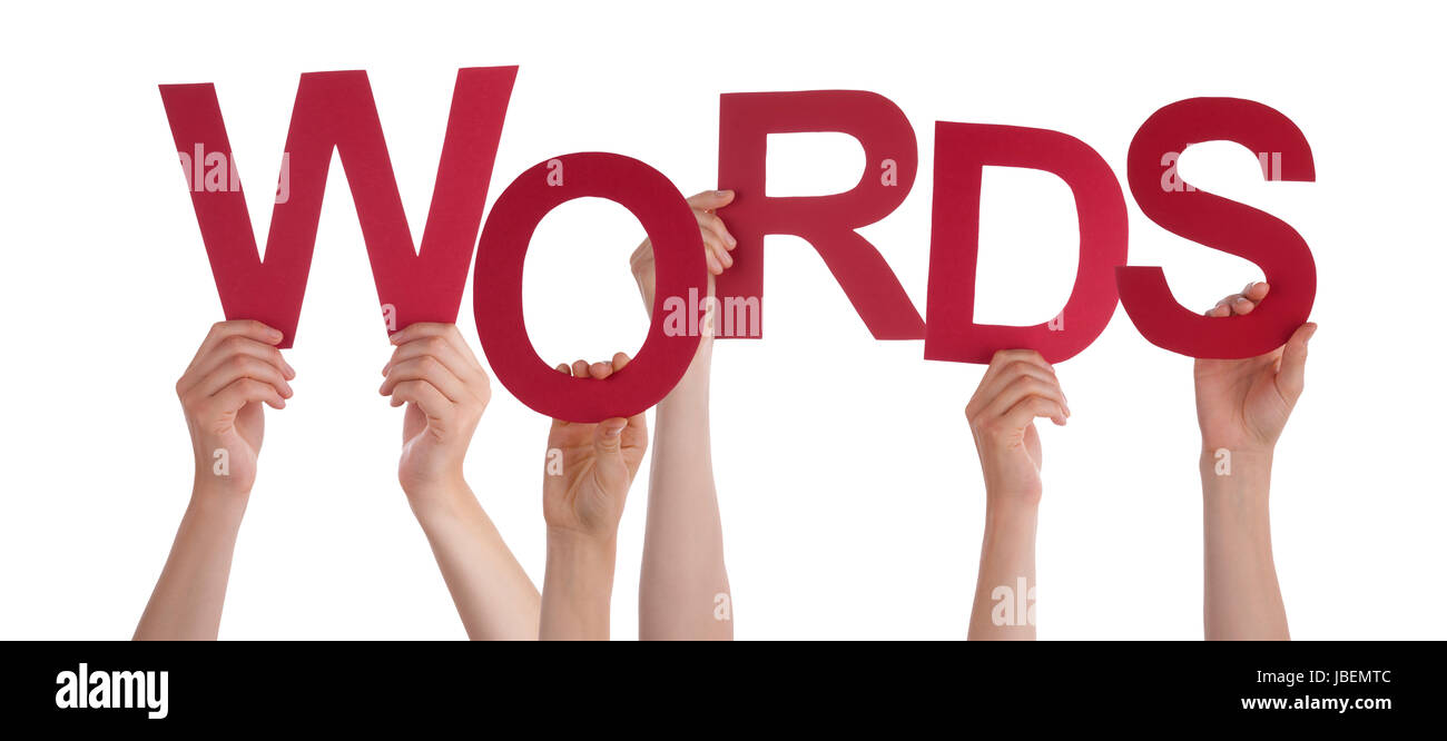 Many Hands Holding the Word Words, Isolated Stock Photo - Alamy