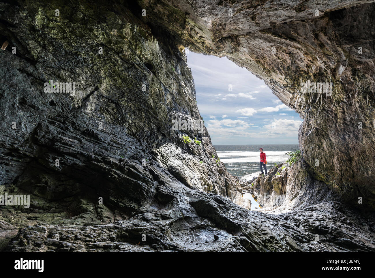 Entrance to archaeological site of Paviland Cave where the Red Lady ...