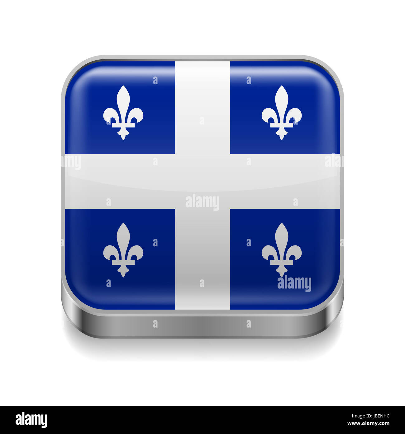 Metal square icon with flag colors of Quebec Stock Photo - Alamy