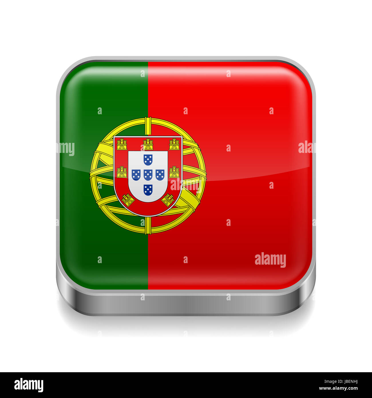 Metal square icon with Portuguese flag colors Stock Photo - Alamy