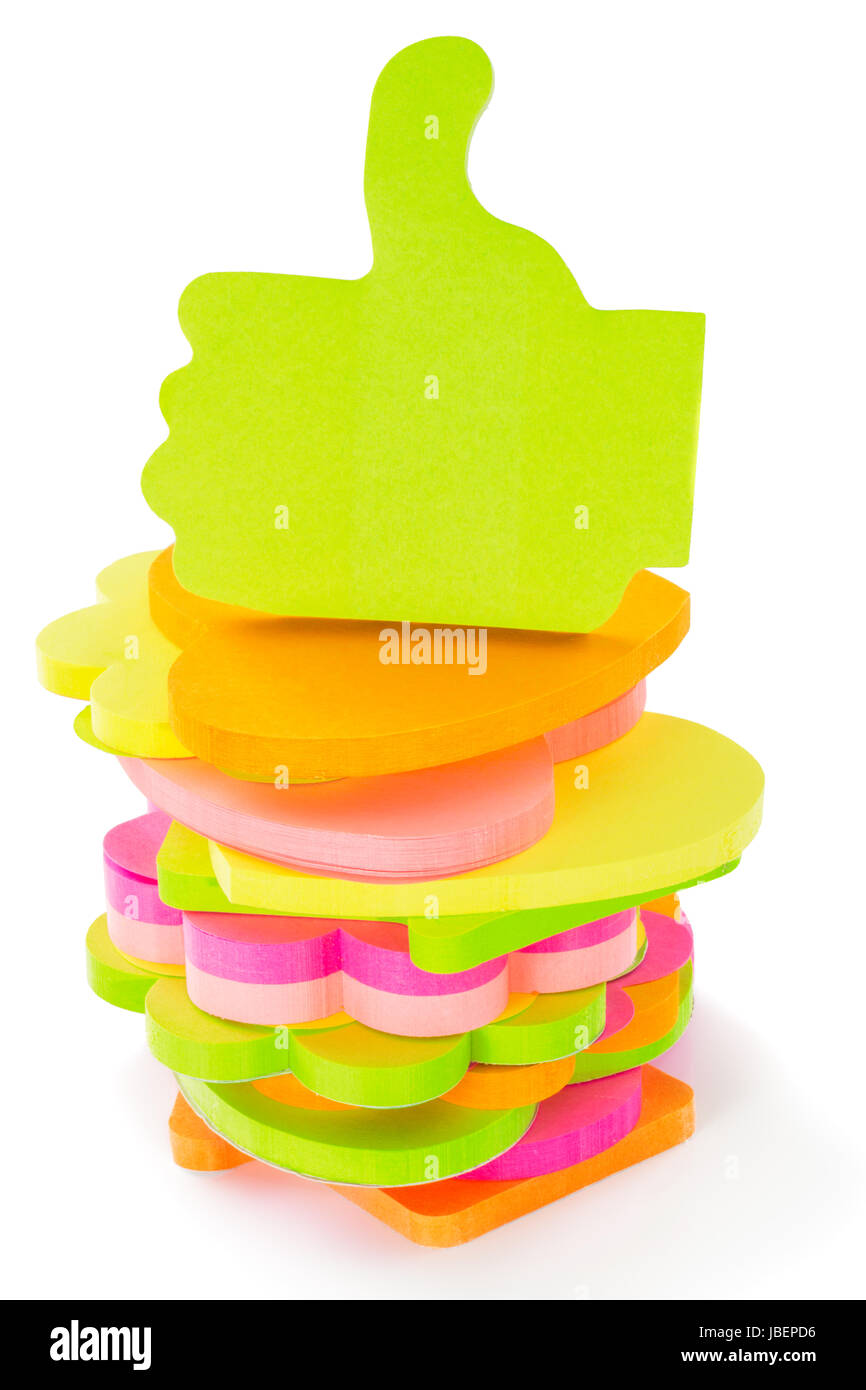 Stack of different shape and colors blocks of memo sticks, isolated on ...