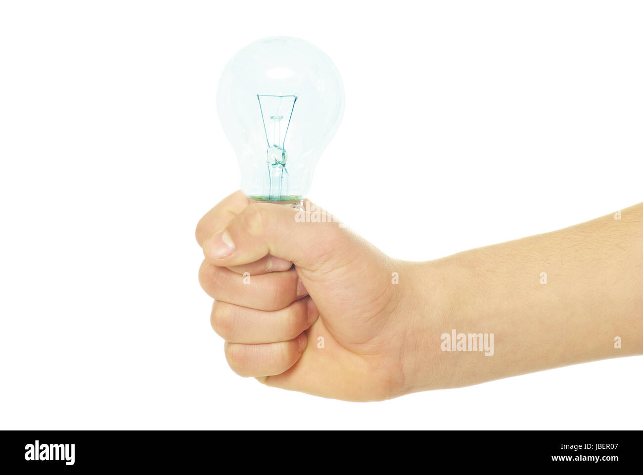 hand holding bulb isolated on white background Stock Photo - Alamy