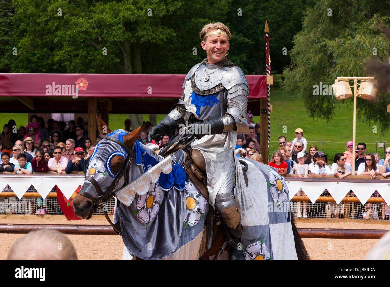 War of the Roses jousting battle re-enactment performed in front of an ...