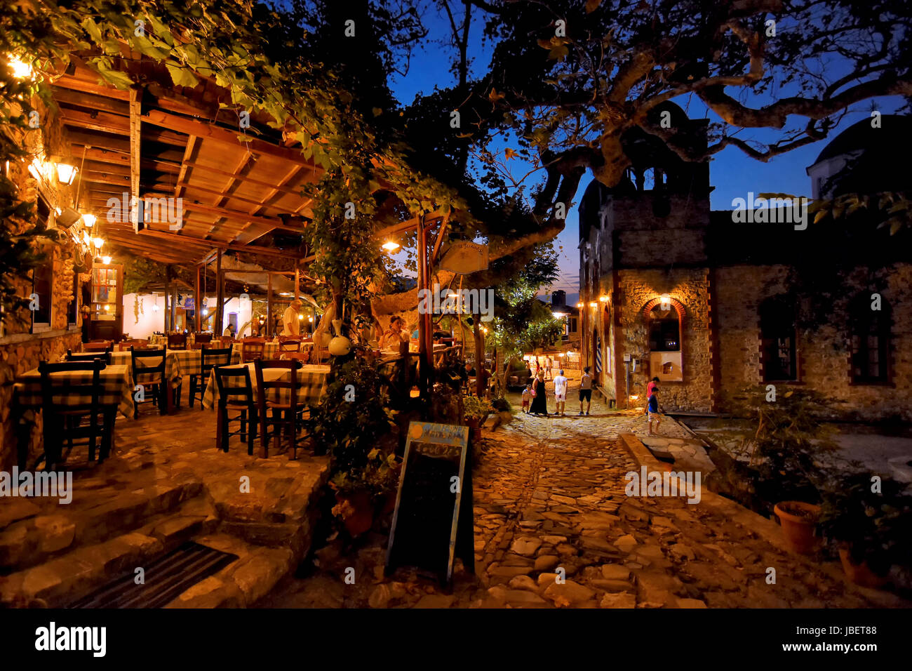 Blue hour at Palaios Panteleimonas, Pieria, Greece Stock Photo - Alamy