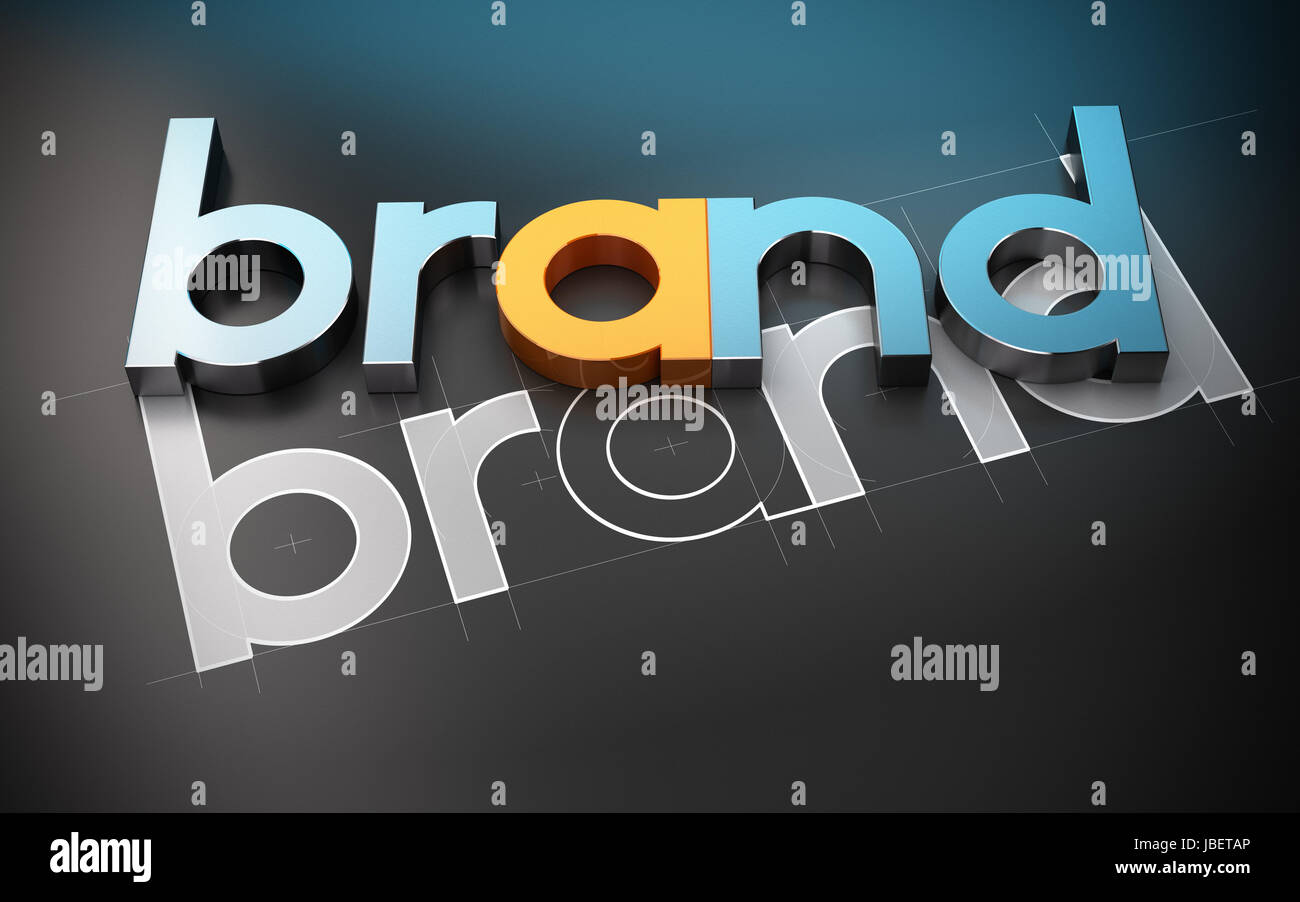 Sticker with the word brand over a beige background. Brand name concept ...