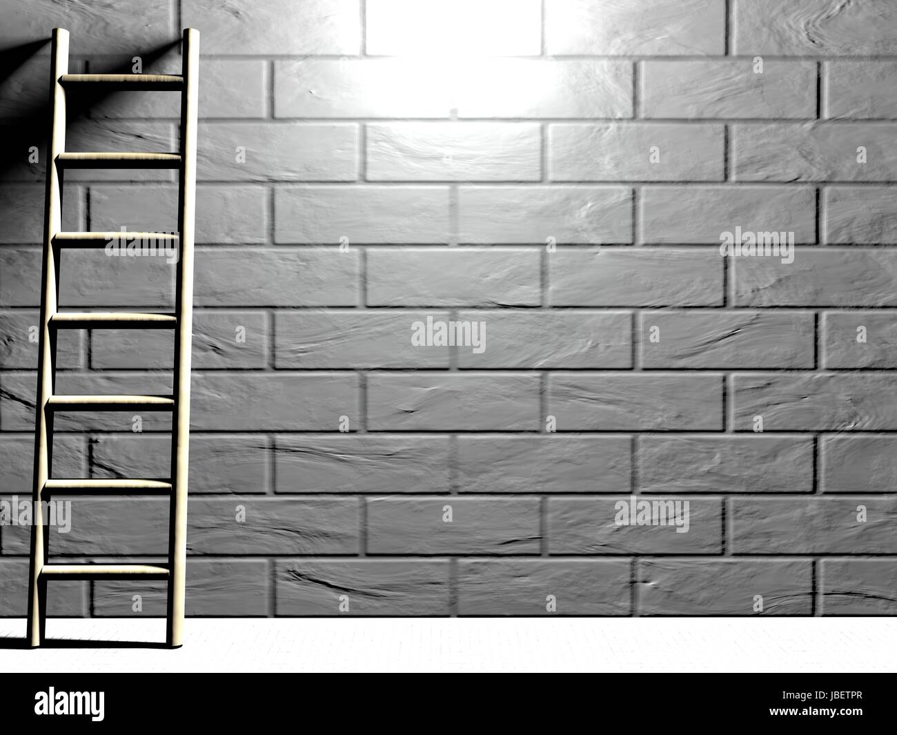 Ladder leaning against a brick wall, 3d render Stock Photo - Alamy
