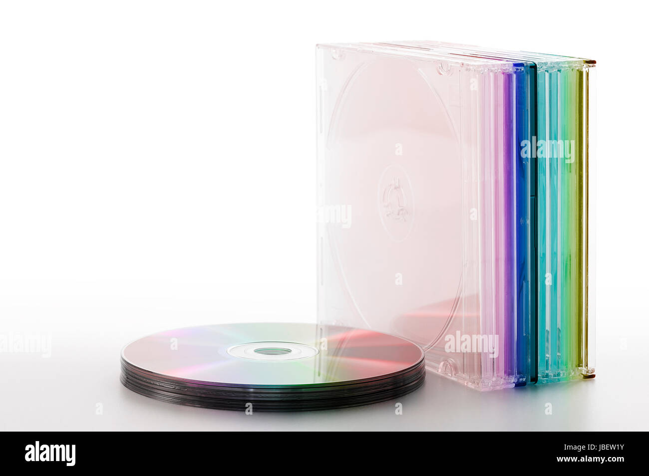 colorful compact disk with cases, on white background Stock Photo - Alamy
