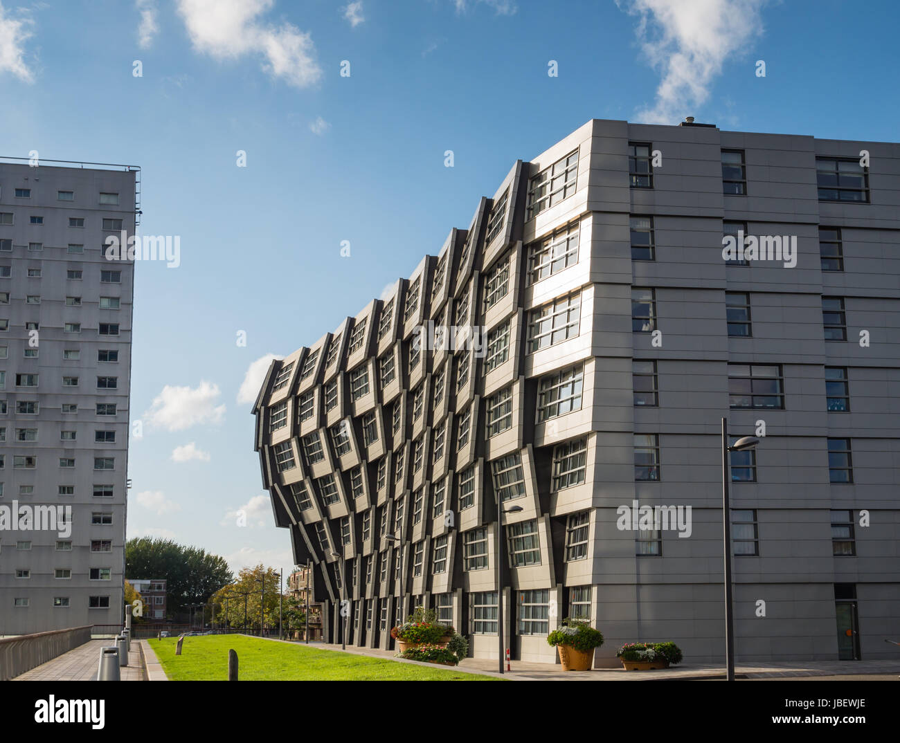 Appartment building appropriately called 'The Wave' in the modern city ...