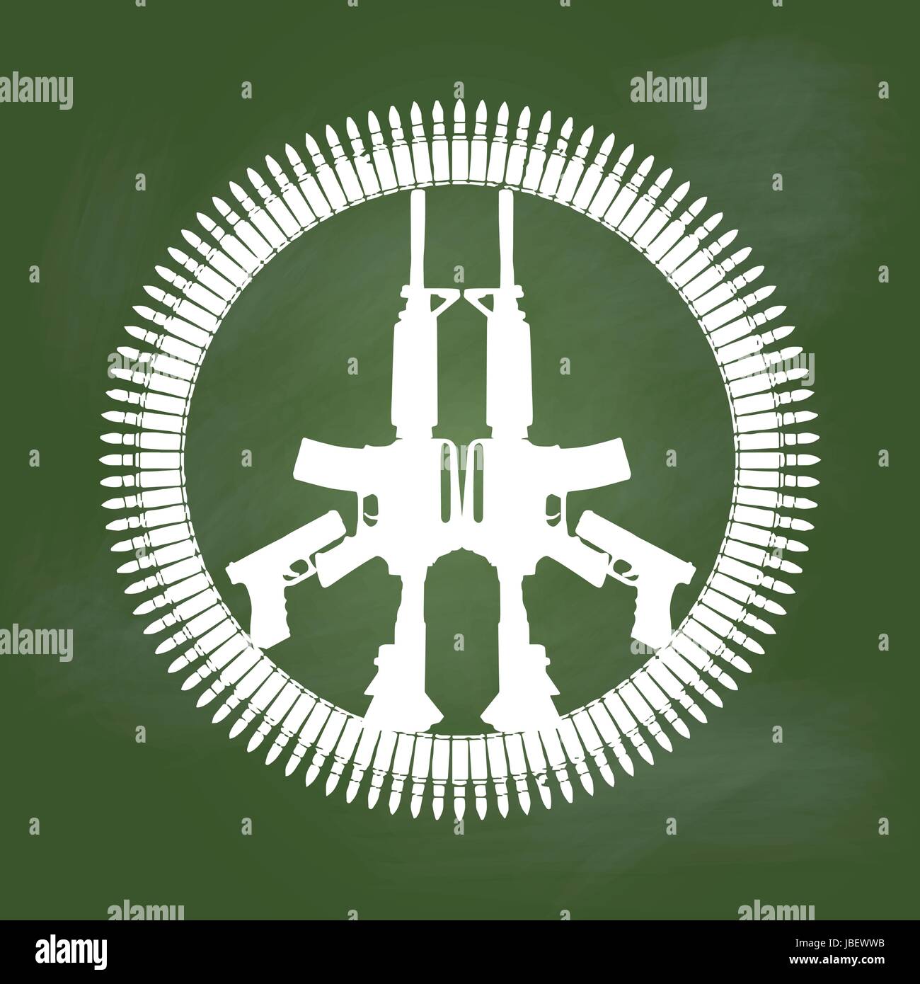 Gun and bullet in peace symbol on Green board. Peace, Abstract concept ...