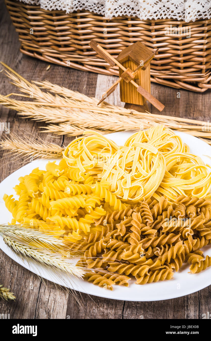 Variety of pasta and rye cones Stock Photo - Alamy