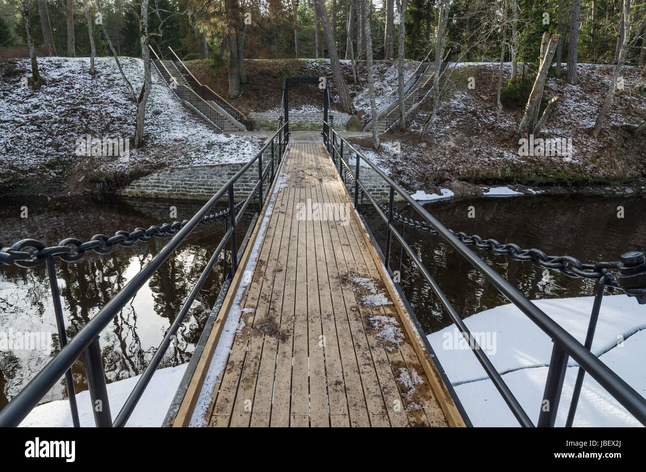 Bridge across the canal in the spring Stock Photo - Alamy