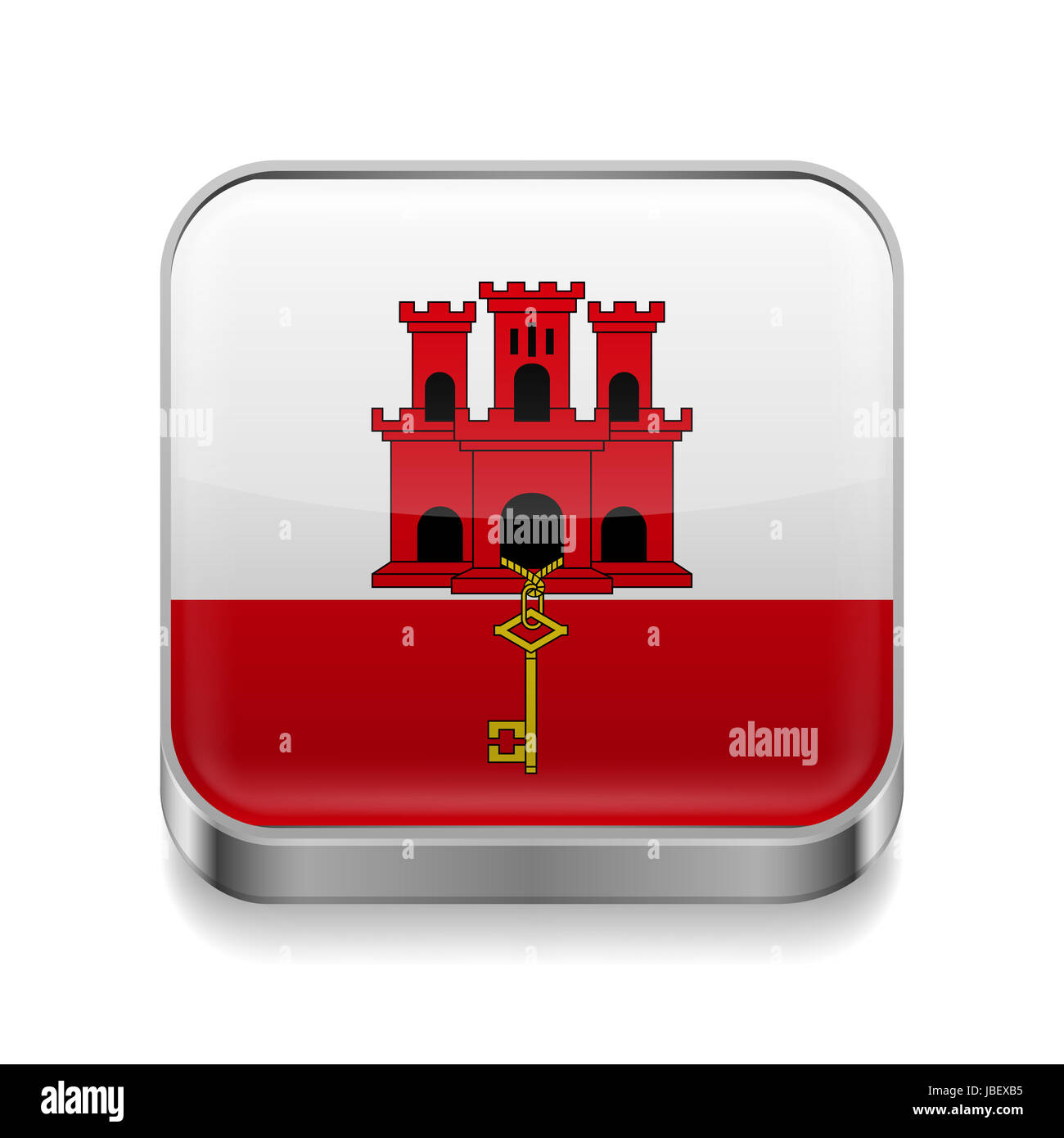 Metal square icon with flag colors of Gibraltar Stock Photo - Alamy