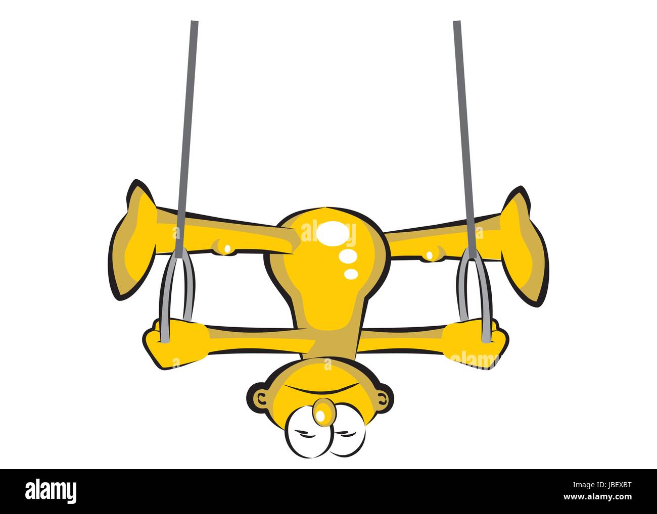 Funny cartoon practicing gymnastics with rings. Illustration isolated ...