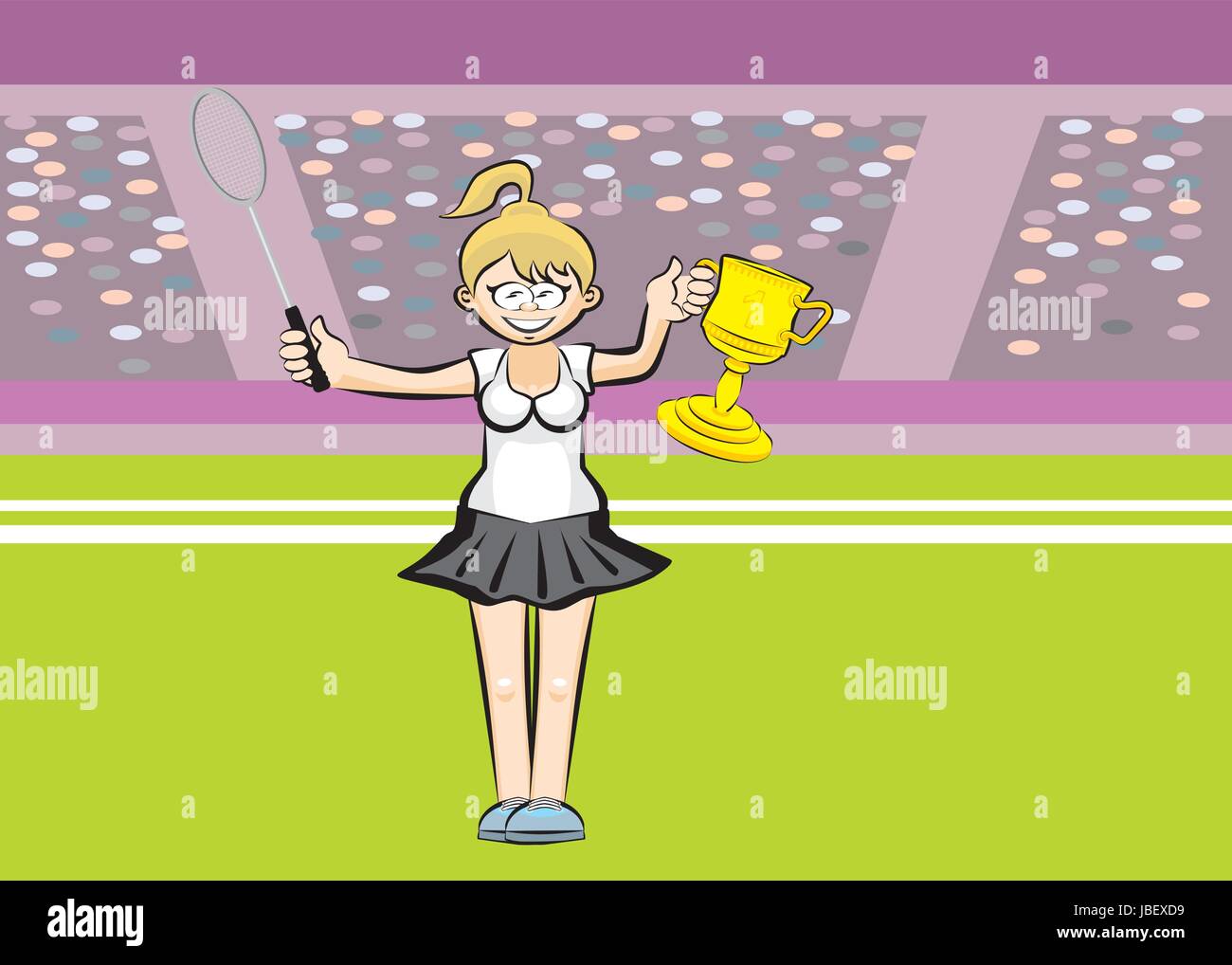 Winner Woman player badminton. Conceptual sport illustration Stock ...