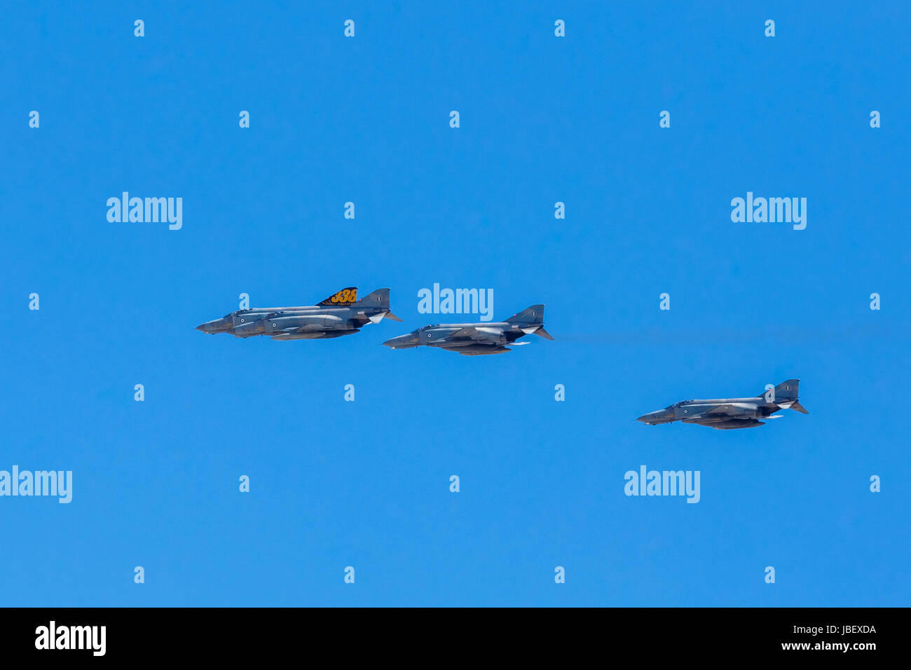 ATHENS, GREECE - MARCH 2017: Fighter jets flying in the sky ...