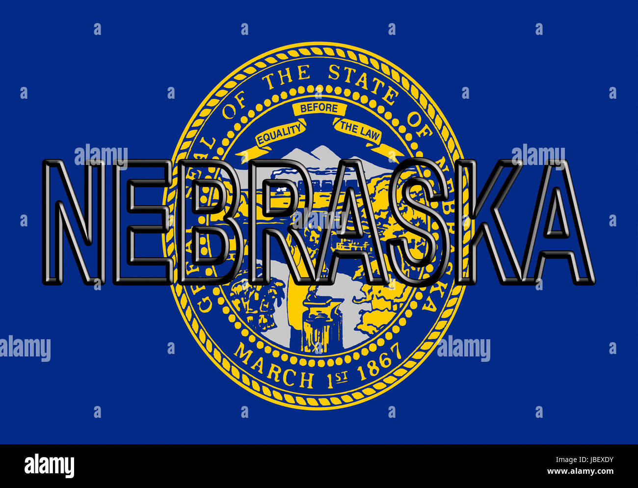 Illustration of the flag of Nebraska state in America with the state ...
